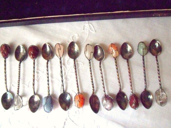 Items similar to Prata 99 Silver Wire Wrapped Stone Spoons in Leather ...