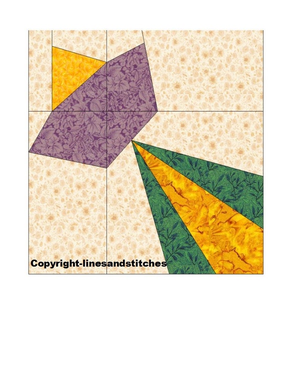 Items similar to Prairie Flower Paper Piecing Quilt Block Pattern (PDF ...