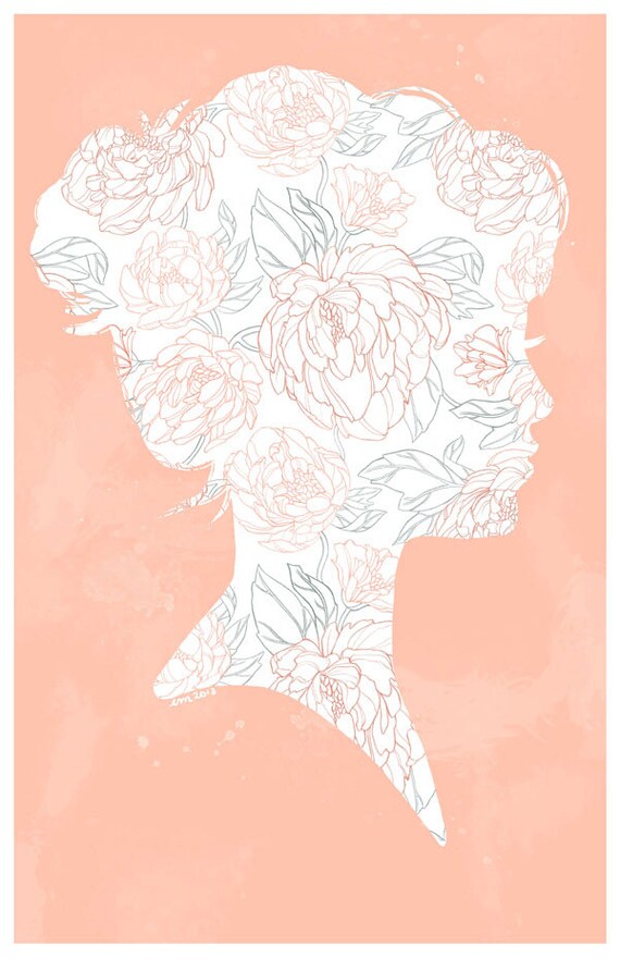 Items similar to Mixed Media Art Print Full Color Illustration Flowers ...