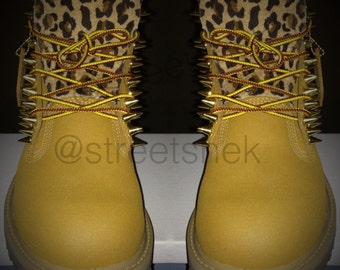 Popular items for spiked timberlands on Etsy