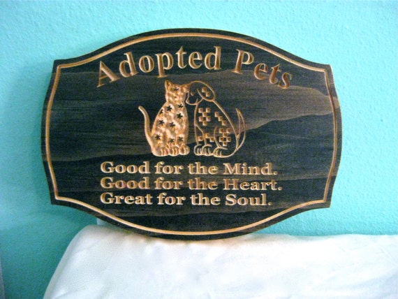 Adopted Pet Sign Rescue Shelter Dog Cat Animal Rescue Dog Cat Lover ...
