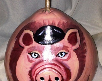 This pig decoration Harley Hog is a hand painted gourd