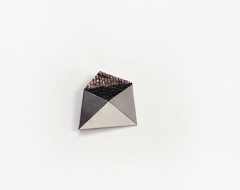 Items similar to Geometric Brooch Gold Pink Black Gray on Etsy