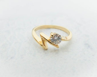 Gold Ring Thunder ring Gold pinky ring Gold little finger ring Wedding ...