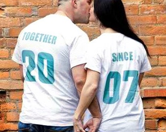 TOGETHER SINCE Custom Couples T-Shirts Anniversary & Wedding