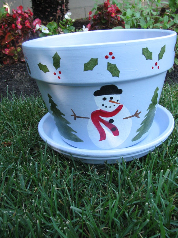 Items similar to Snowman Flower Pot on Etsy