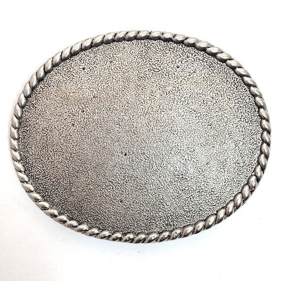 2 Belt Buckle Bases Oval Textured Antique Silver BU104AS