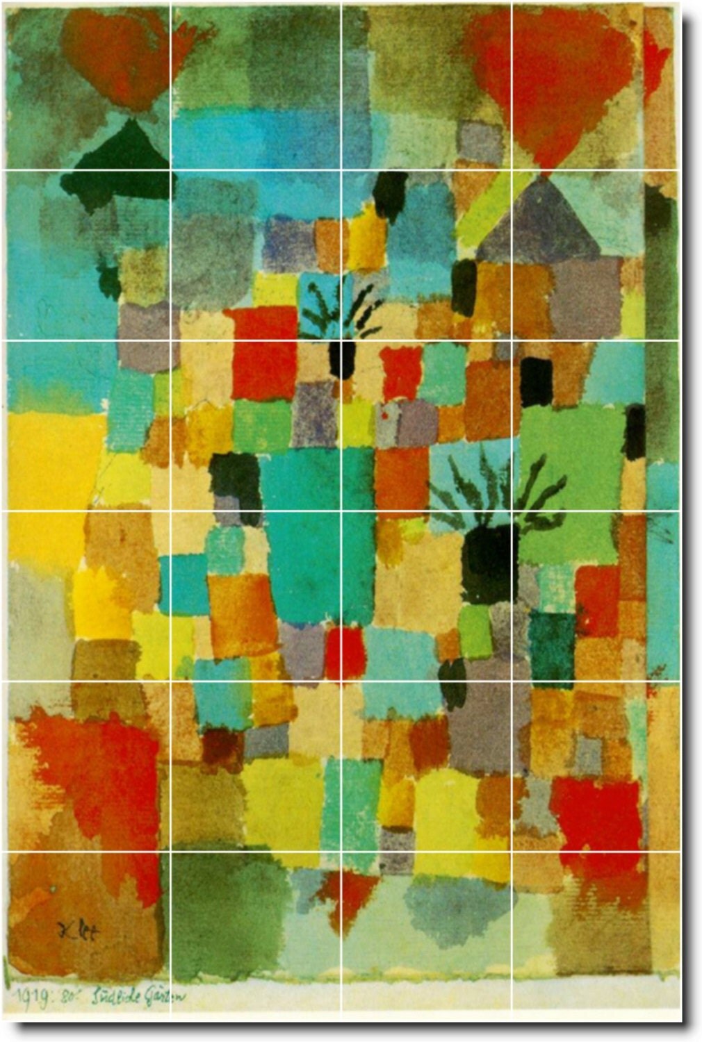 S-M-L-XL Custom Ceramic Abstract Painting Tile Mural. Tunisian
