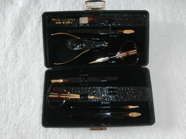 Vintage 60’s Art Deco Lucite Celluloid 8 Piece Unique Vanity Manicure ...