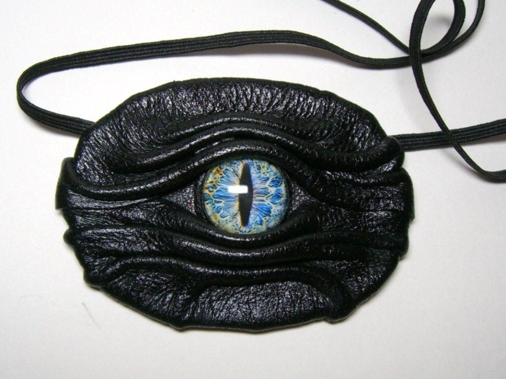Dragon eye eye patch black leather. Snake eye by LeasBoutique