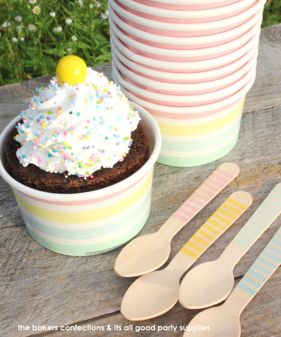 Pastel Rainbow Stripe Ice Cream Cups & by thebakersconfections