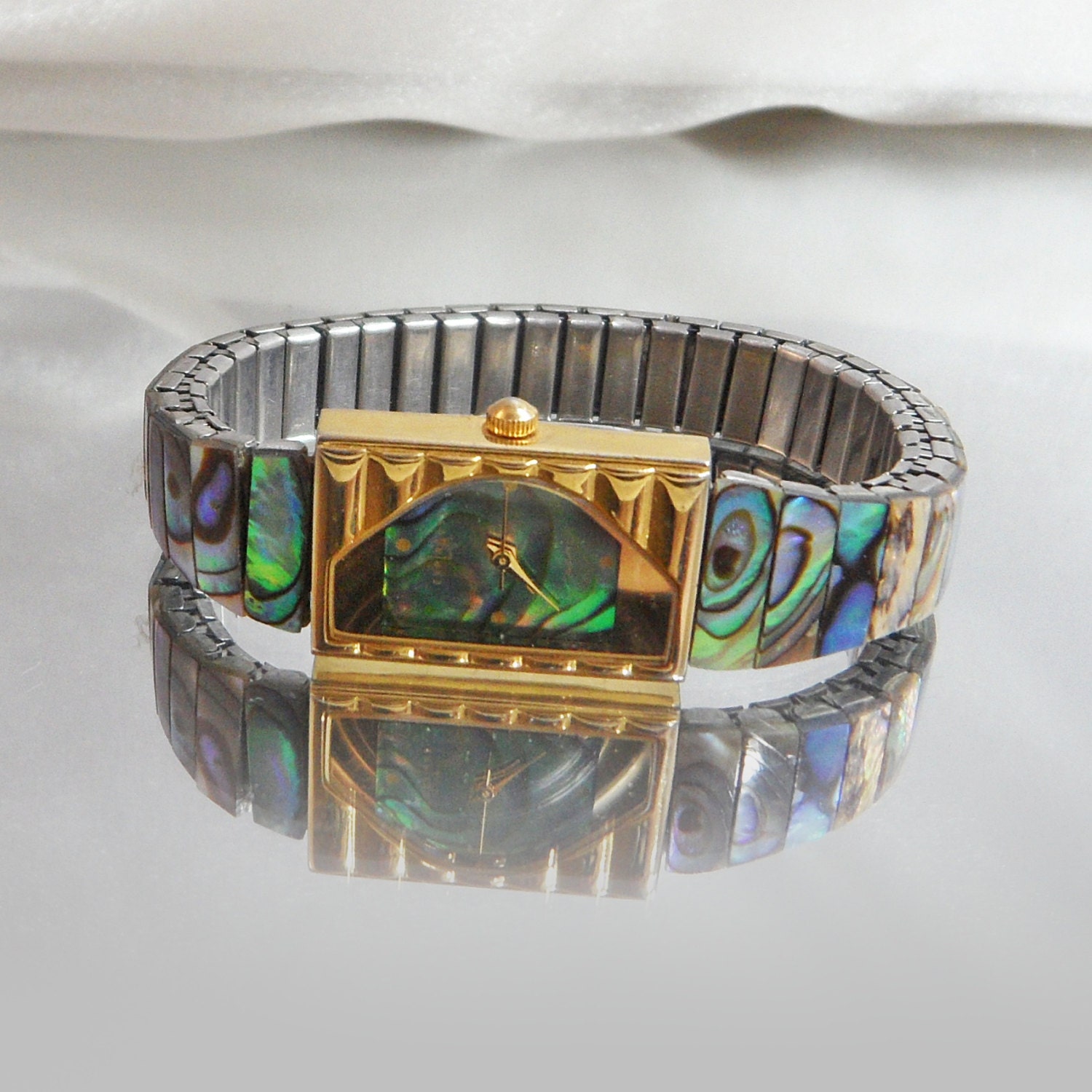 Vintage Ladies Watch. Abalone Face and Band. Women's