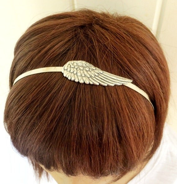 Steampunk Angel Wing Headband Metal Headband Sterling Silver