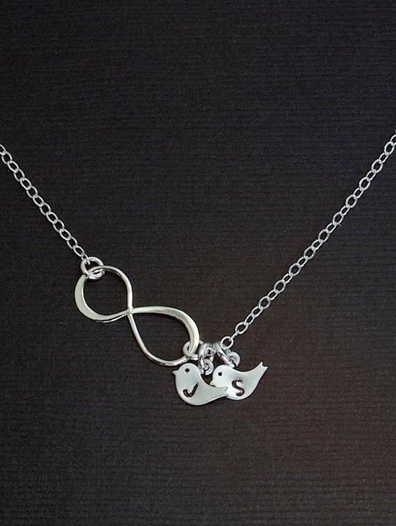 Items Similar To Personalized Silver Infinity Bird Necklace Bridal
