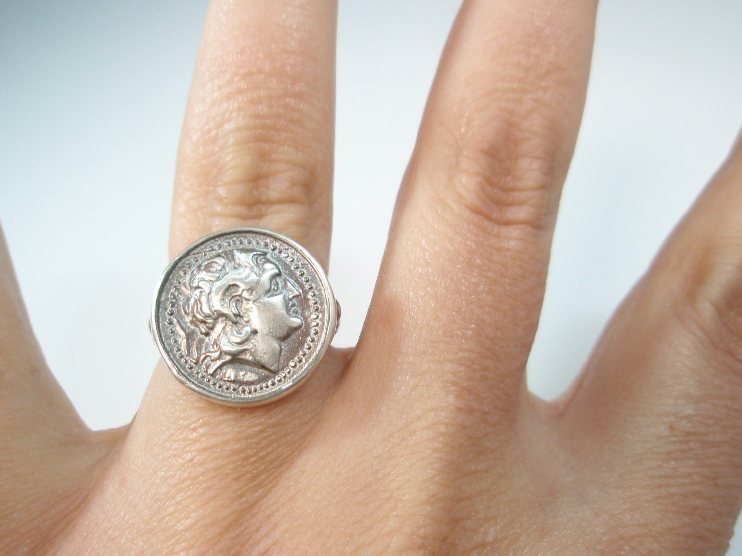 vintage Alexander Great Greek Coin ring Sterling Silver by itz8686