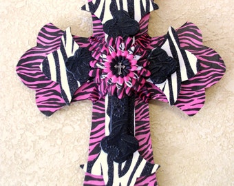 Popular items for zebra print cross on Etsy