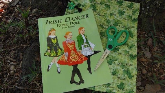 Irish Dance Paper Dolls and Scissors in Custom Fabric Storage