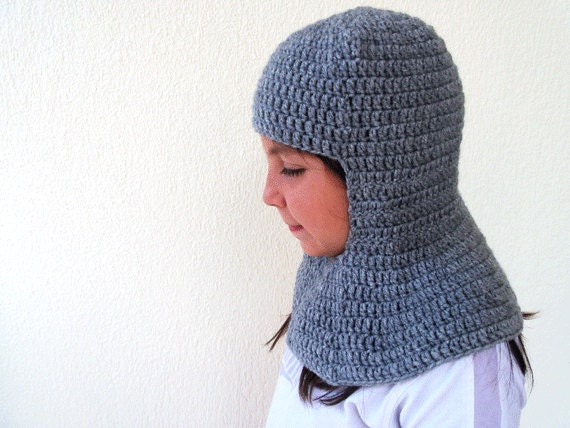 Crochet Chainmail Coif grey-Medieval Coif-Knight Helmet