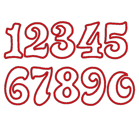 Wide satin stitch Numbers machine embroidery applique