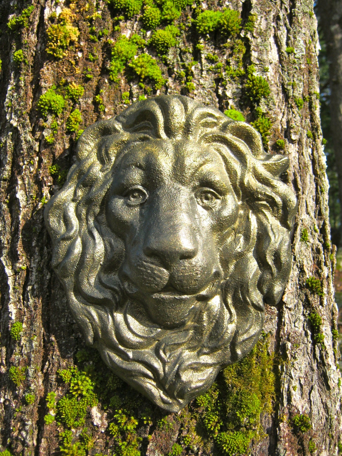 Lion Face Hanging Plaque Concrete Garden Decor Garden Faces