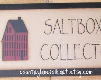 Hand painted sign, Salt box collector, painted wooden sign, Primitive ...