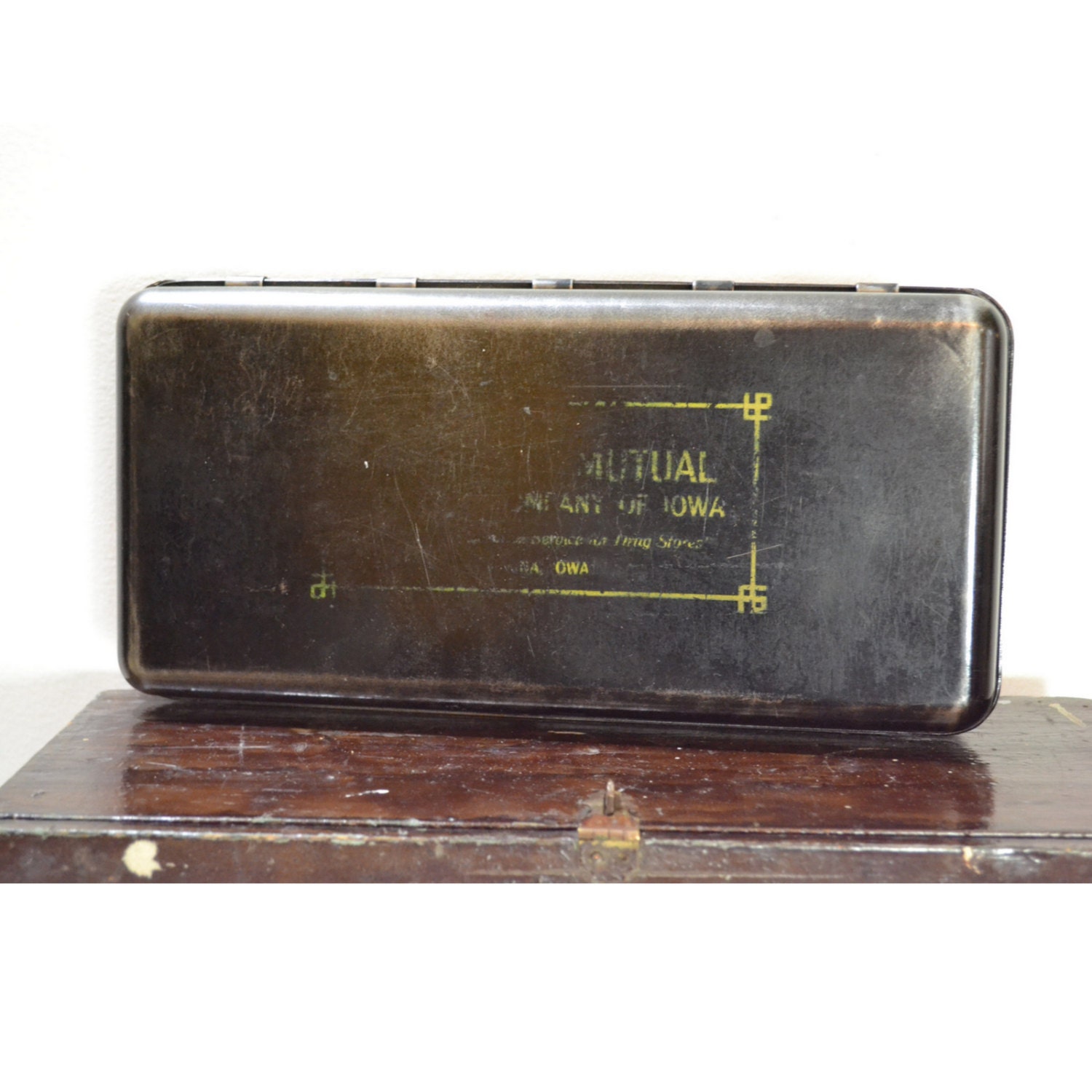 Vintage Depression Era Black Metal Bank Box // …. Mutual Company of ...