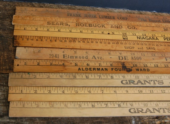 Vintage Wood Advertising Yardsticks 9