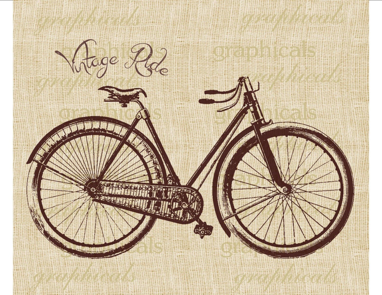 Vintage bicycle instant graphic clip art Digital download