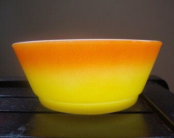 Vintage Fire King ANCHOR HOCKING orange to yellow Cereal Bowl