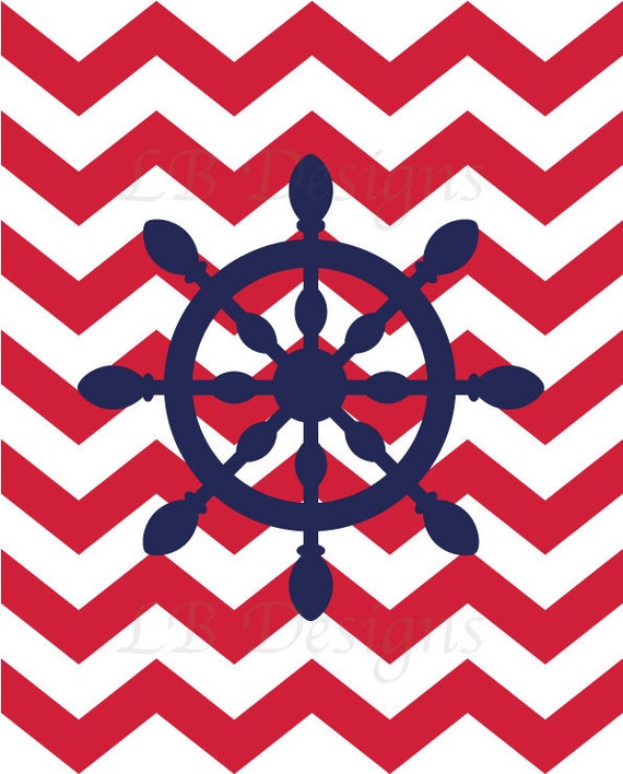 Navy Blue and Red Nursery Nautical Nursery Print Whale