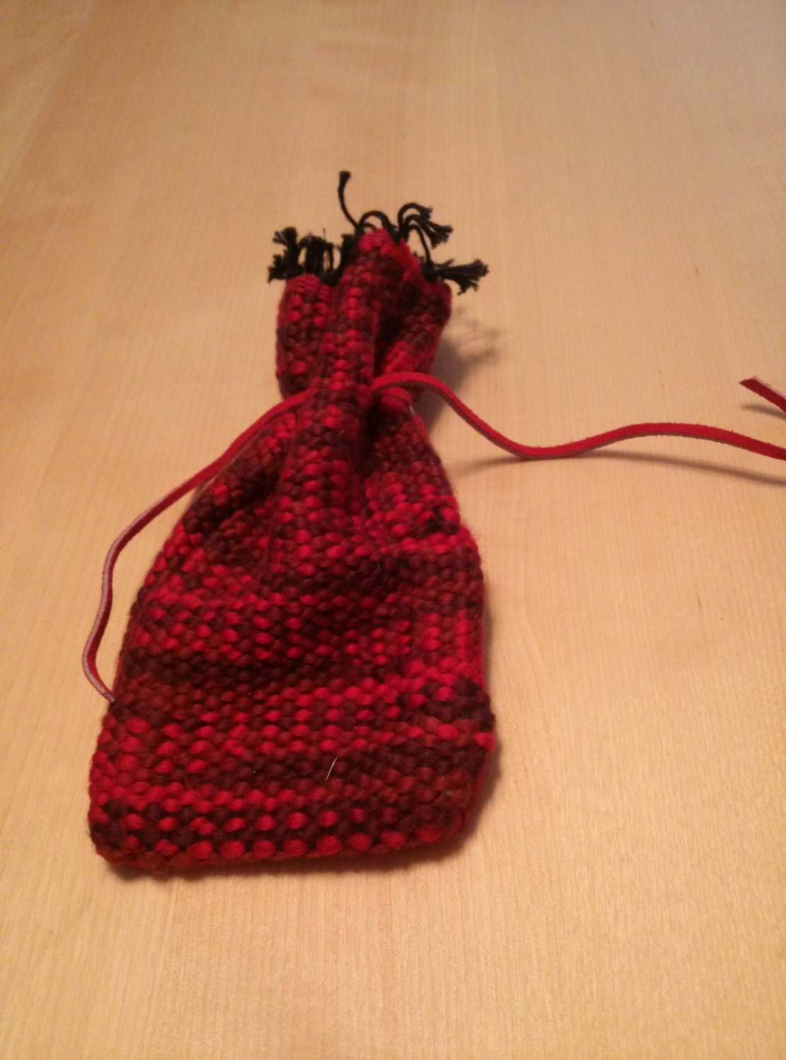 Handwoven Soft Red Drawstring Pouch DnD Pouch Tarot Card