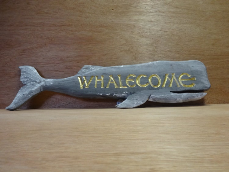 WHALECOME sign by SKIDWORKSNC on Etsy