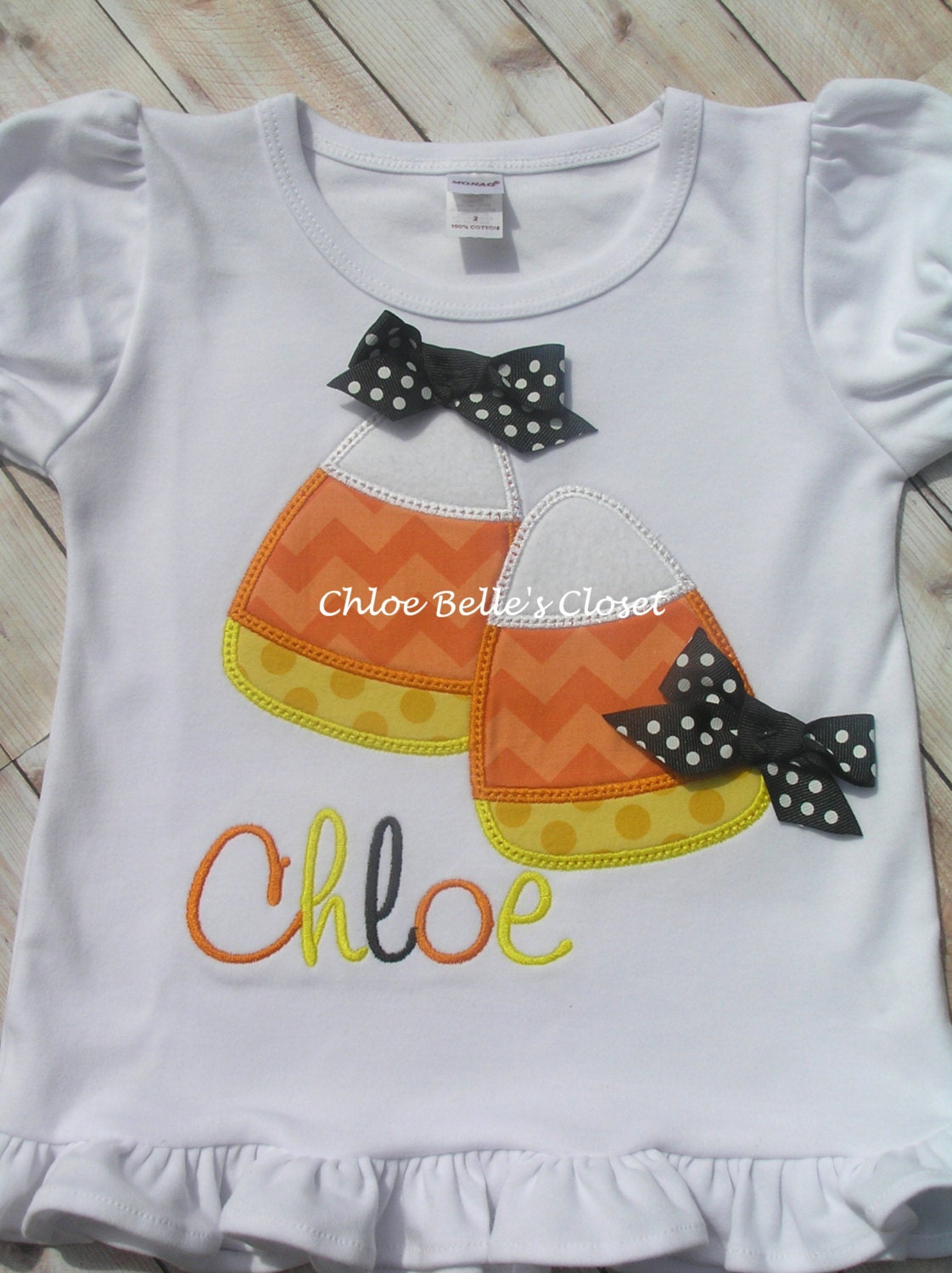 Candy Corn Double Ruffle Pant Set with name