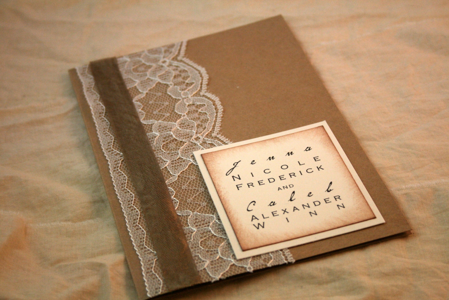 Rustic Wedding Invitation – Set of 20 – Brown – Natural – Lace Wedding ...