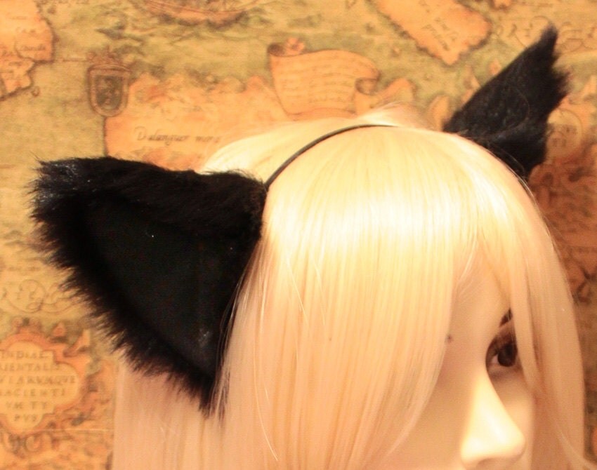 Black CAT MOVABLE ears HEADBAND kitty cat ears headband