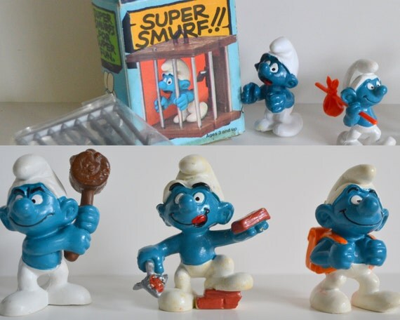 Smurfs Vintage Toys Lot of 5 Figures & Super by ThePaisleyWhale