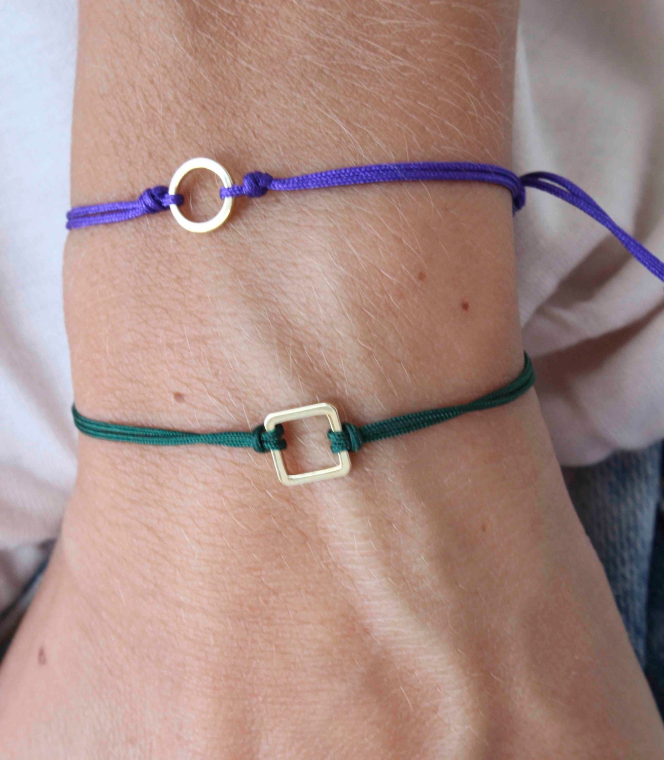 Square bracelet Geometric friendship bracelet gold plated