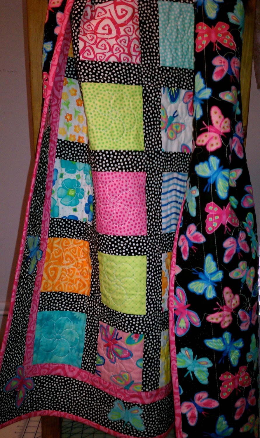 Bright Colorful Girl's Quilt for a Baby or Toddler
