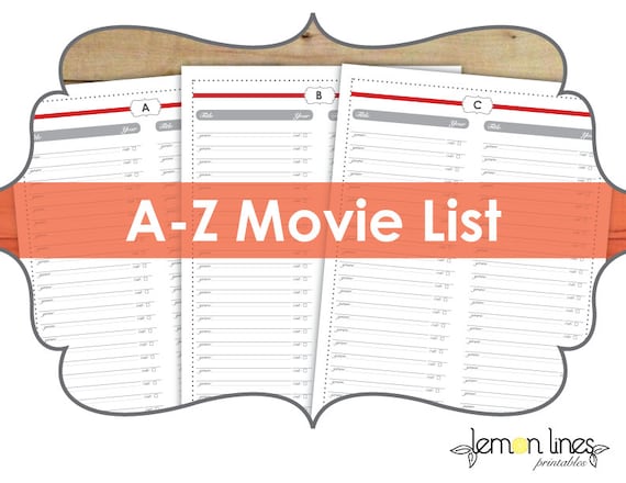 Movie List Printable Pack 26 Pages INSTANT DOWNLOAD
