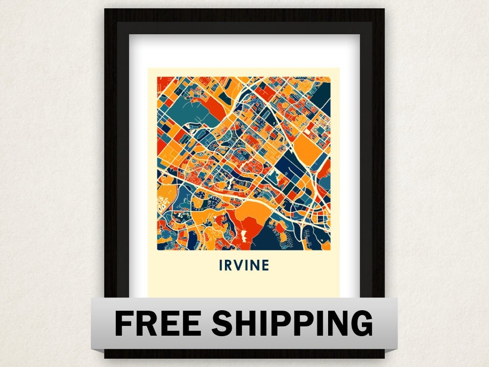 Irvine Map Print Full Color Map Poster by iLikeMaps on Etsy