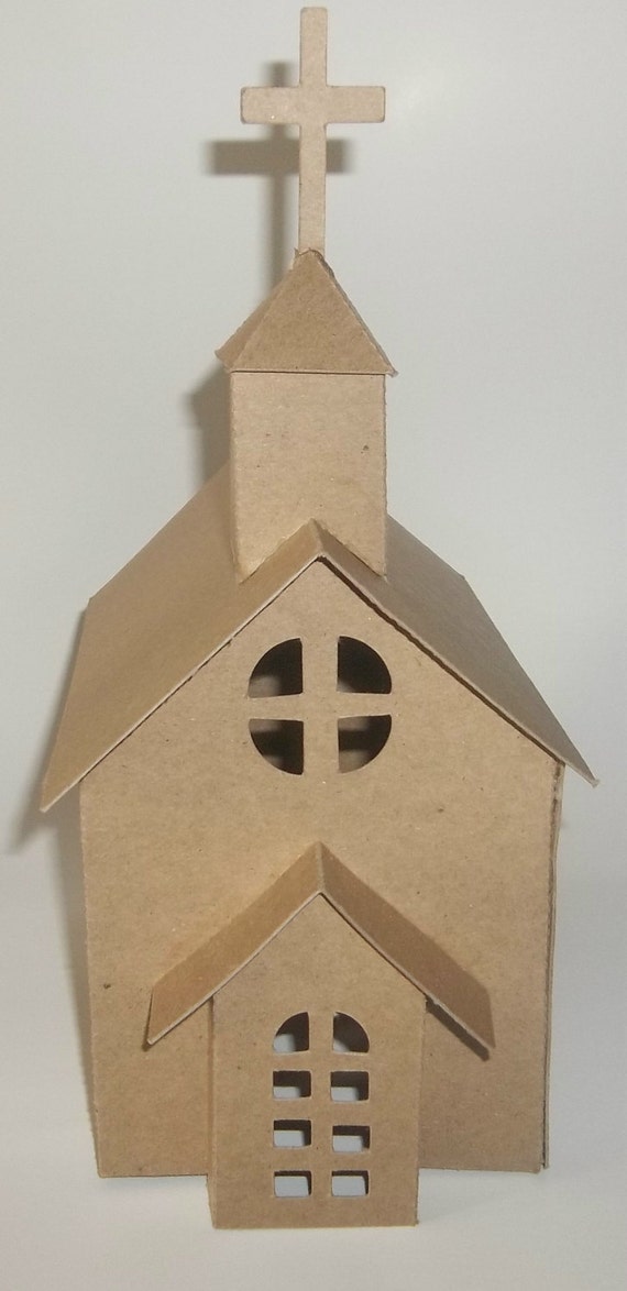 Putz Style Houses Large Church DIY by littlevillagehouses on Etsy