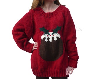 Christmas pudding jumper, chunky knitting pattern.