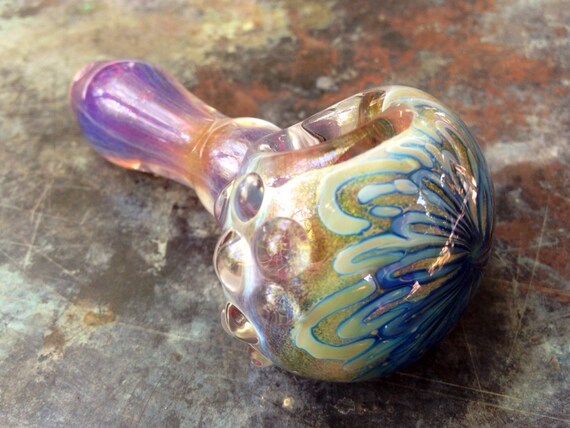 Exquisite purple double blown glass pipe with by NorthLightGlass