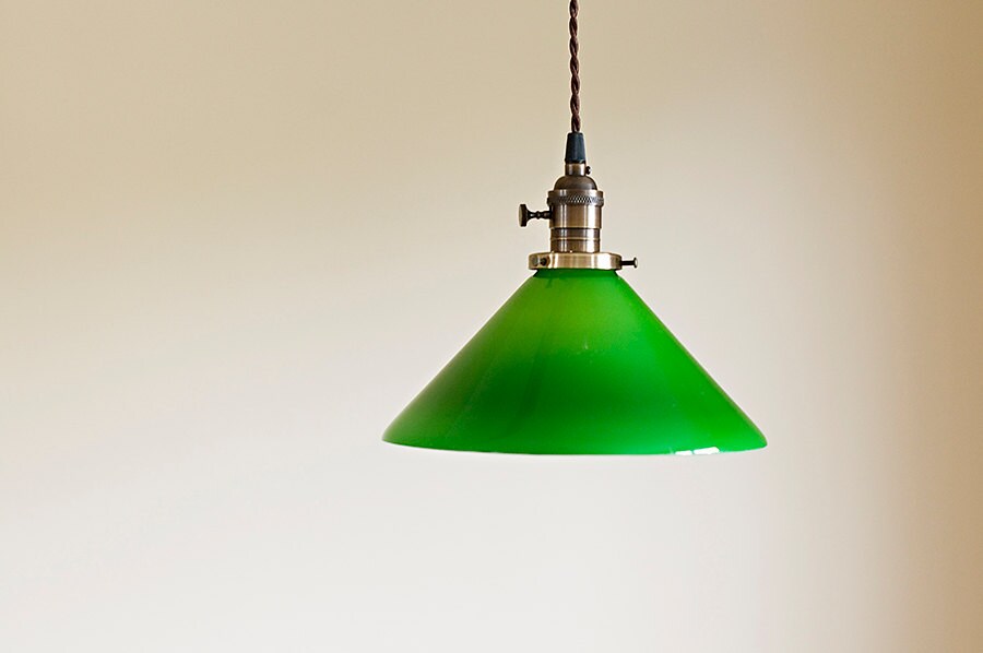 pendant light fixture Green glass cone shade 10 glass pendant light fixture Green glass cone shade 10 glass