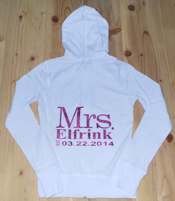 Mrs Last Name Hoodies Personalized Date Hoodie Bridal Jacket