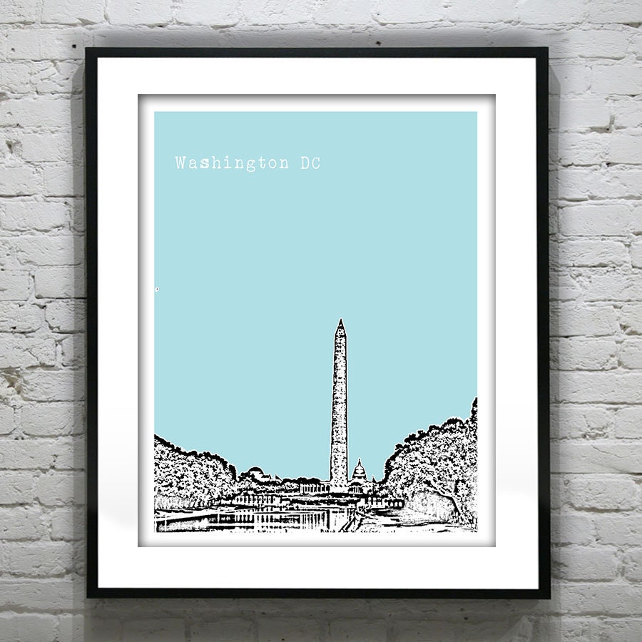 Washington DC Poster Art Skyline Print Washington Monument