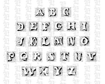 Ornamental A-Z Alphabet Antique Digital Typography Vintage Clip Art ...