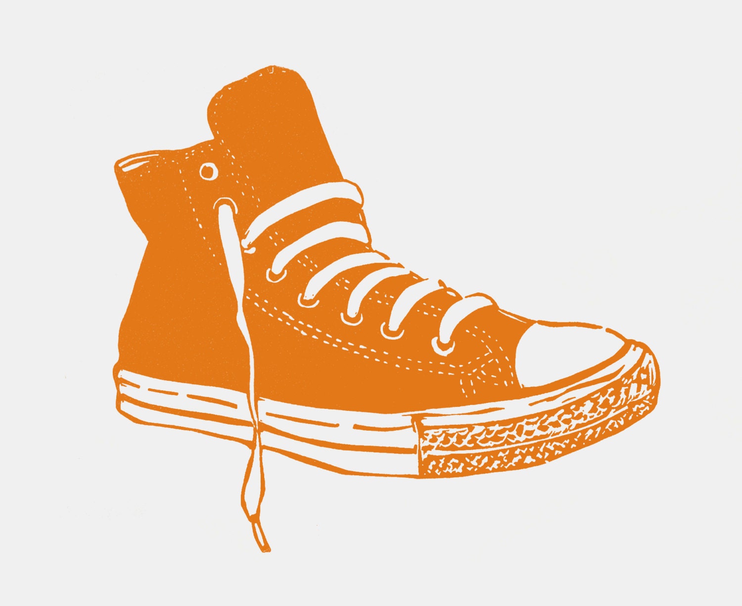 High top sneaker art linocut print retro sneaker print