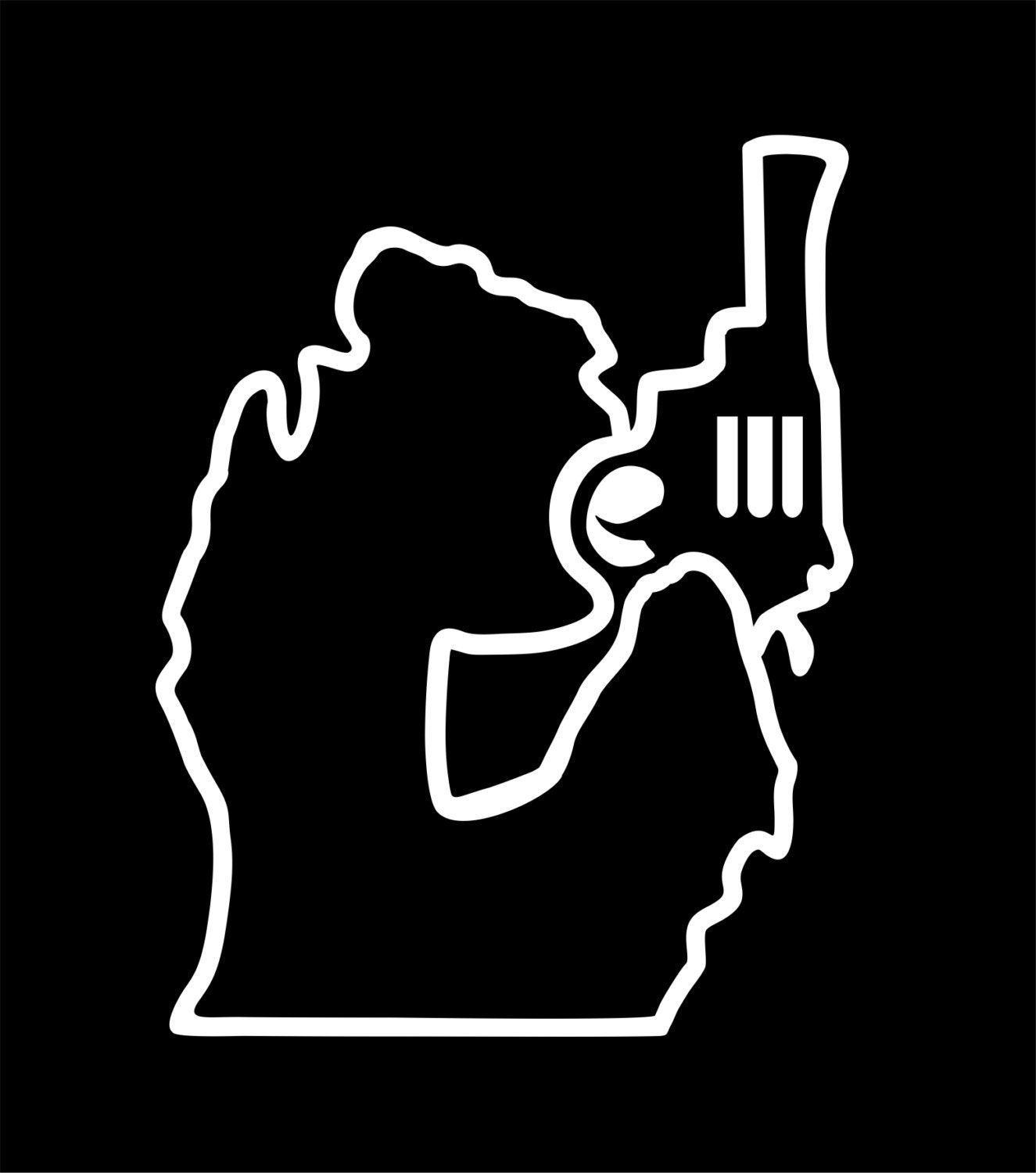 Michigan Mitten Revolver Gun Decal/ Sticker