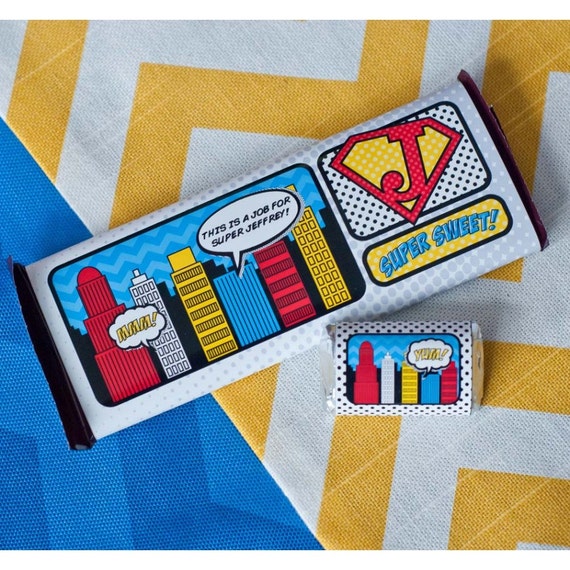 Super Hero Comic Book Chocolate Bar Wrappers Printable